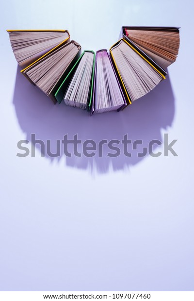Top View Stack Books Half Circle Stock Photo 1097077460 | Shutterstock
