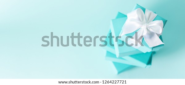Top View Stack Tiffany Boxes Tied Stock Photo (Edit Now) 1264227721
