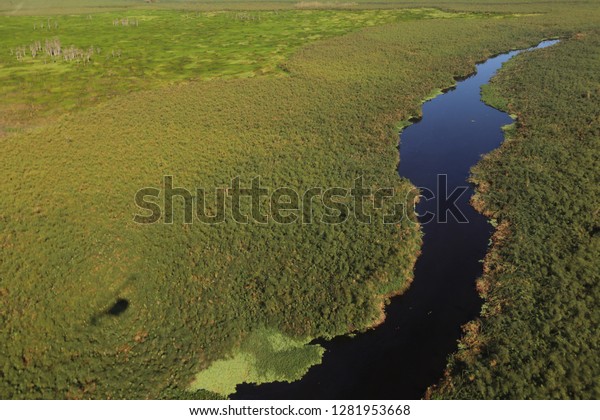 Top View Thin River Fields Around Stock Photo 1281953668 | Shutterstock