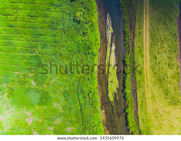 Top View Thin River Fields Around Stock Photo 1435609976 | Shutterstock