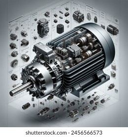 Top View Vertical Dissection Industrial Motor AI 생성 이미지 2456680783 ...
