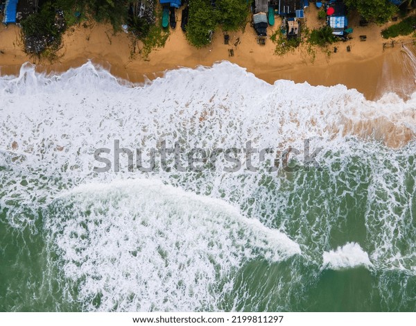 Top View Wave Hitting Beach Stock Photo 2199811297 | Shutterstock