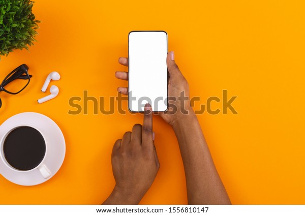 Top View Womans Hands Using Touching ภาพสต็อก 1556810147 | Shutterstock