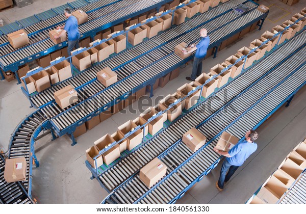 Top View Workers Packing Boxes On Stock Photo 1840561330 | Shutterstock