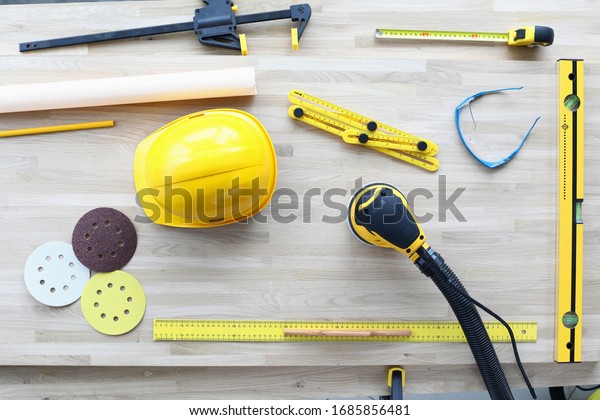 Top View Working Table Construction Site Stock Photo 1685856481 ...