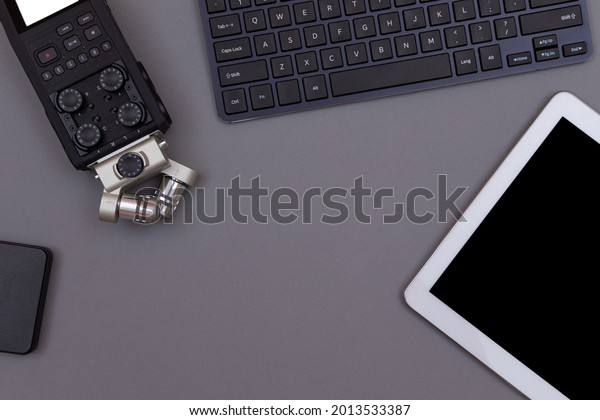 Top View Workplace Digital Gadgets Lying Stock Photo 2013533387 ...