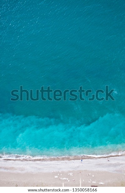 Topdown Flat Lay View Beach Blue Stock Photo 1350058166 | Shutterstock