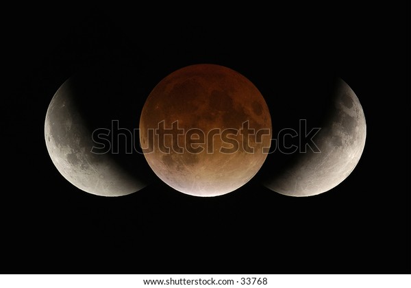 Total Lunar Eclipse Composite Illustrating Size Stock Photo 33768 ...