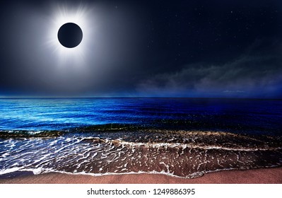Total Solar Eclipse Above Clouds Sea Stock Photo 1249886395 | Shutterstock