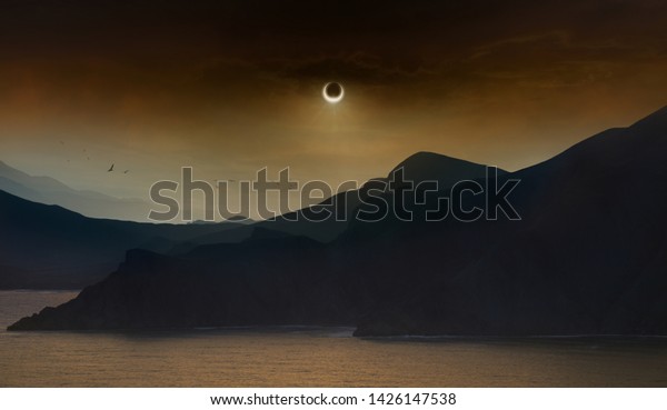 Total Solar Eclipse Dark Red Sky Stock Photo (Edit Now) 1426147538