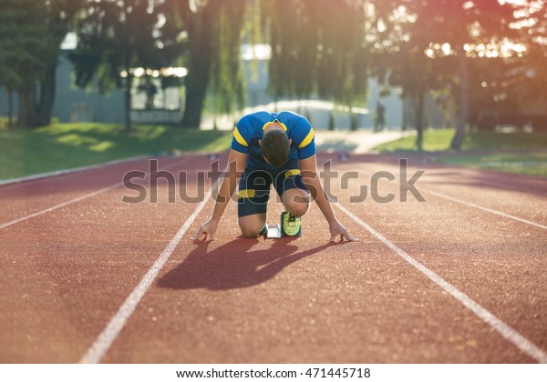 Track Runner Starting Position Stock Photo (Edit Now) 471445718