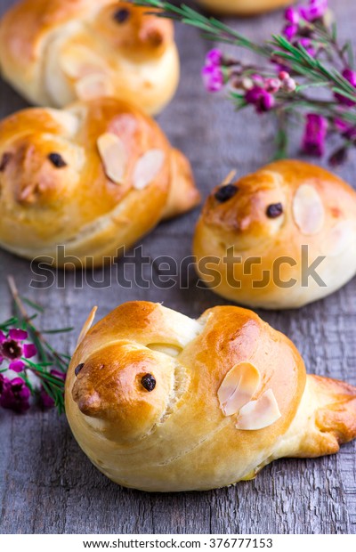 Traditional Easter Bun Shape Bird Composition Stock Photo (Edit Now ...