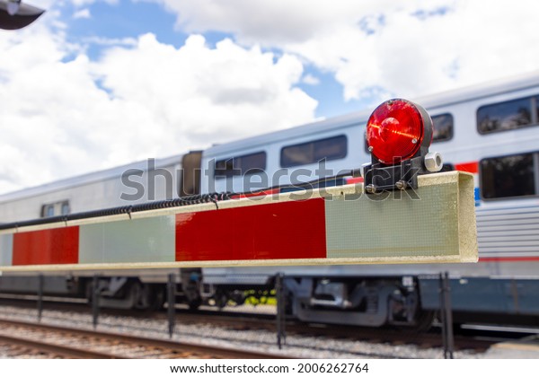 Train Gate Warning Light Lowered Crossing Stock Photo 2006262764 ...
