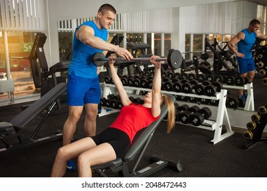 Trainer Shows Correct Performance Exercise Gym Stock Photo 2048472443 ...