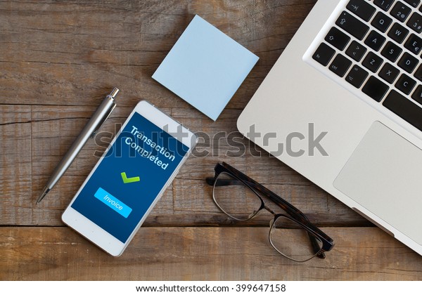 Transaction Completed Notification Mobile Screen Placed Stock Photo ...