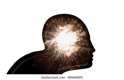 Transparent Silhouette Man Head Exploding Fireball Stock Photo (Edit ...