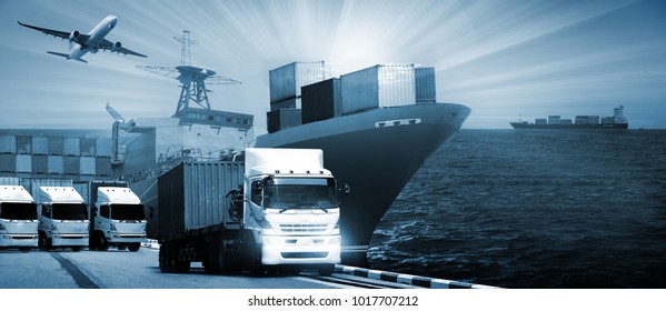 Transportation Importexport Logistics Concept Container Truck Stock ...