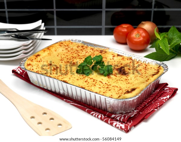 Tray Lasagna Ready Plating Stock Photo (Edit Now) 56084149