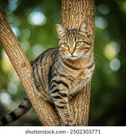 Outdoor Photo Cat Between Two Trees AI-generated image 2590599953 ...