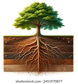 Tree Root System Below Soil Illustration AI-generated image 2451970299 ...