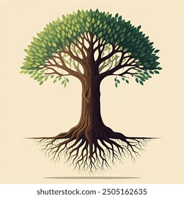Floating Green Tree Roots No Ground AI-generated image 2473948821 ...