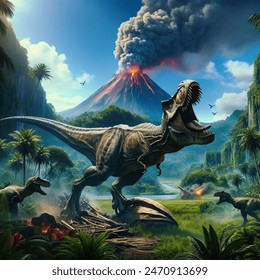 T Rex Volcan AI-generated image 2478405539 | Shutterstock