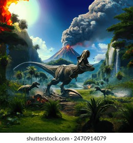 T Rex Volcan AI-generated image 2478405539 | Shutterstock