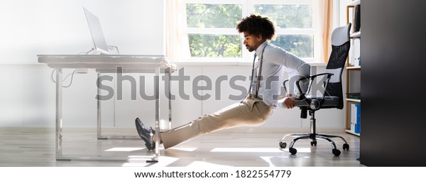 Triceps Dip Workout Using Chair Desk Stock Photo 1822554779 | Shutterstock