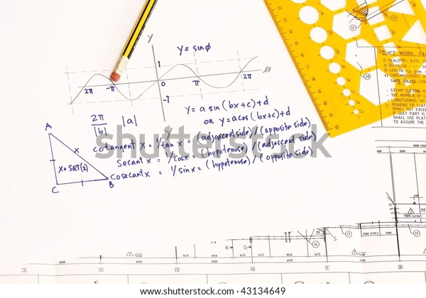 Trigonometric Computations On Engineering Drawing Stock Photo 43134649 ...