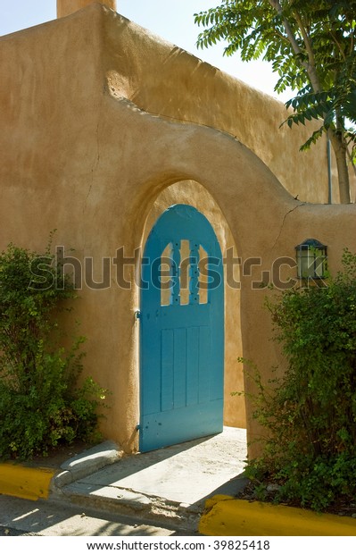 Turquoise Gate Set Into Adobe Wall Stock Photo 39825418 | Shutterstock