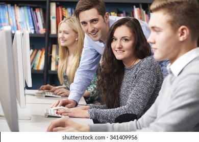 Tutor Helping Students Working Computer Stock Photo (Edit Now) 341409956