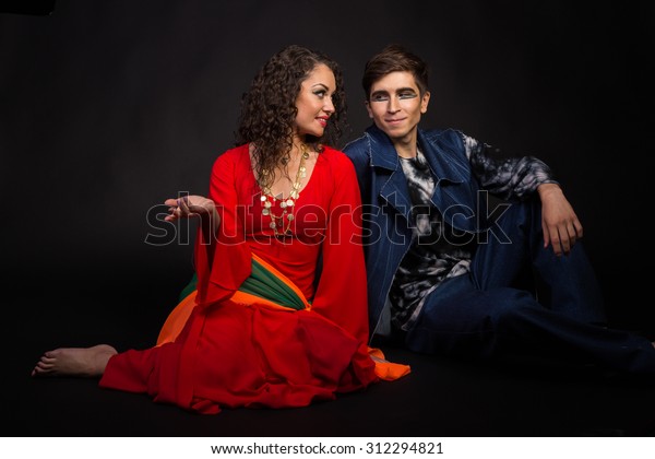 Two Actors Posing On Dark Background Stock Photo (Edit Now) 312294821