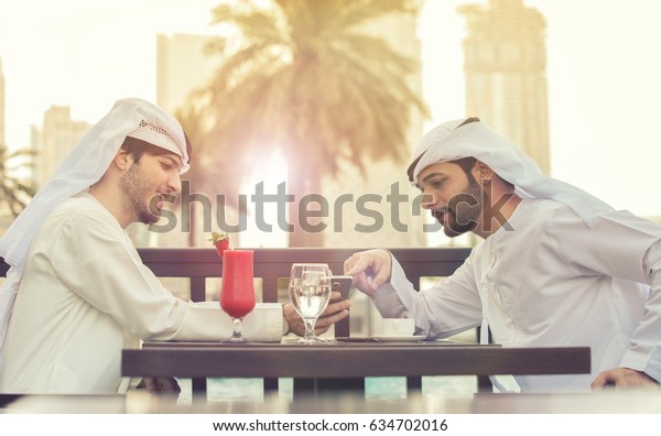 Two Arab Man Talking They Sits Stock Photo 634702016 | Shutterstock