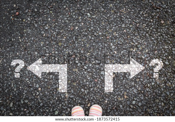 Two Arrows Question Marks On Floor Stock Photo (Edit Now) 1873572415