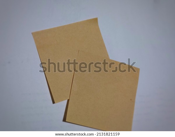 Two Blank Brown Sticky Notes Stuck Stock Photo 2131821159 | Shutterstock
