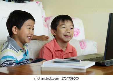 Two Boys Using Computer Together Homework Stock Photo 1705690174 ...
