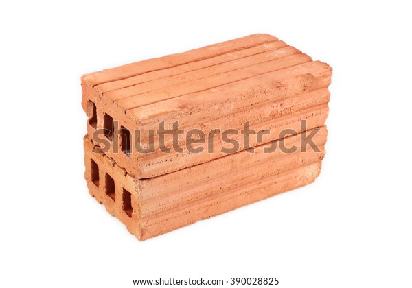Two Bricks Construction Isolated On White Stock Photo 390028825 ...