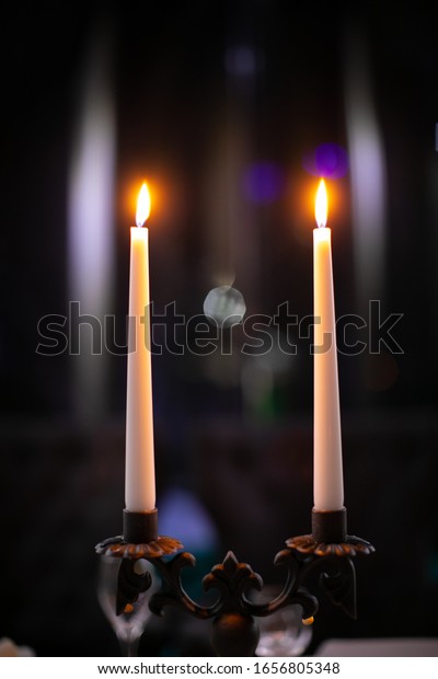 Two Candles Candlestick Candles Light Stock Photo (Edit Now) 1656805348