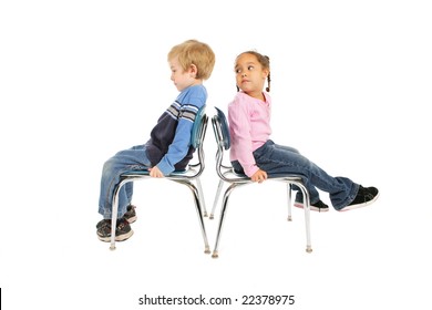 Two Children Sitting Back Back Stock Photo (Edit Now) 22378975