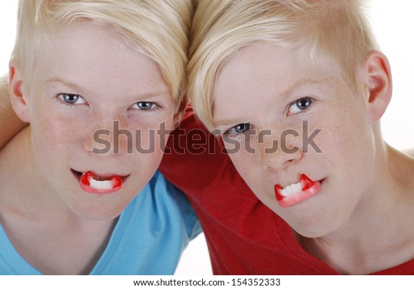 Two Children Vampire Teeth Stock Photo 154352333 | Shutterstock
