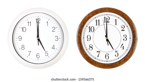 Two Clock Faces Showing Five Oclock Stock Photo 159566375 | Shutterstock
