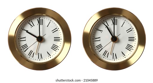 Two Clocks Showing Different Time Isolated Stock Photo 21045889 ...