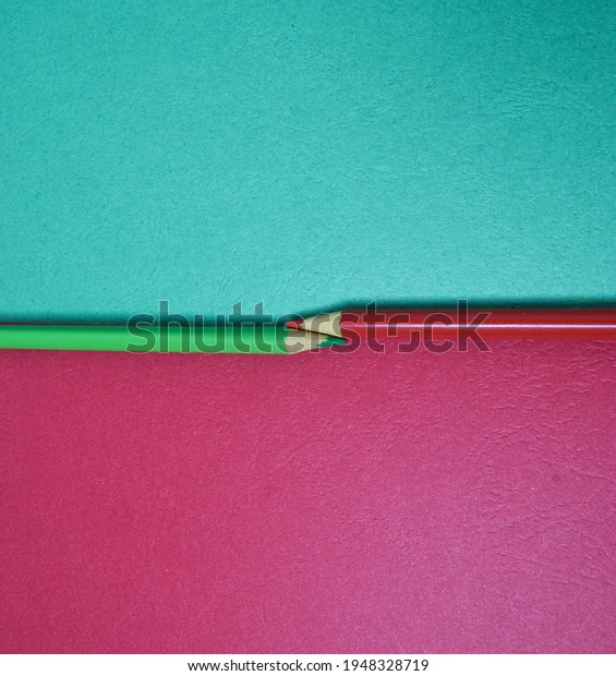 Two Colored Pencils Split Picture Half Stock Photo 1948328719 ...