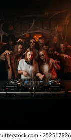 Two Djs Behind Turntable Facing Front AI-generated image 2525441001 | Shutterstock