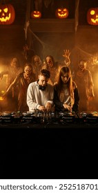 Two Djs Behind Turntable Facing Front Imagen generada por IA 2525186585 ...