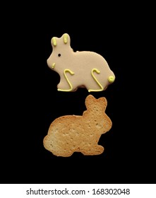 Two Easter Bunnyshaped Biscuits Isolated On Stock Photo 168302048 ...
