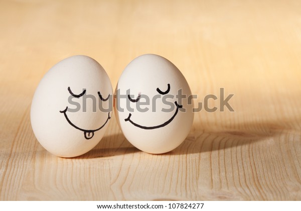 Two Eggs Drawn Smiley Faces Stock Photo (Edit Now) 107824277