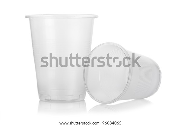 Two Empty Disposable Plastic Cup Isolated Stock Photo 96084065 ...