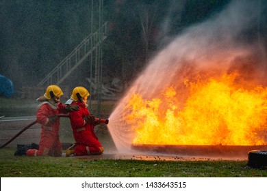 Two Fireman Using Water Fire Fighting Stock Photo 1432125752 | Shutterstock