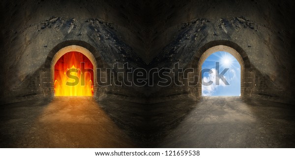 Two Gates Heaven Hell Choice Concept Stock Photo (Edit Now) 121659538 Two Gates Heaven Hell Choice Concept Stock Photo (Edit Now) 121659538